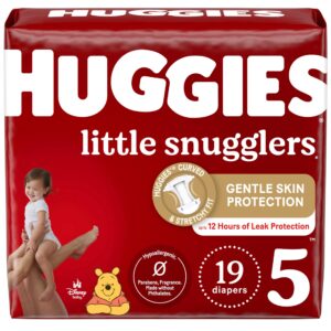 huggies size 5 diapers, little snugglers baby diapers, size 5 (27+ lbs), 19 count