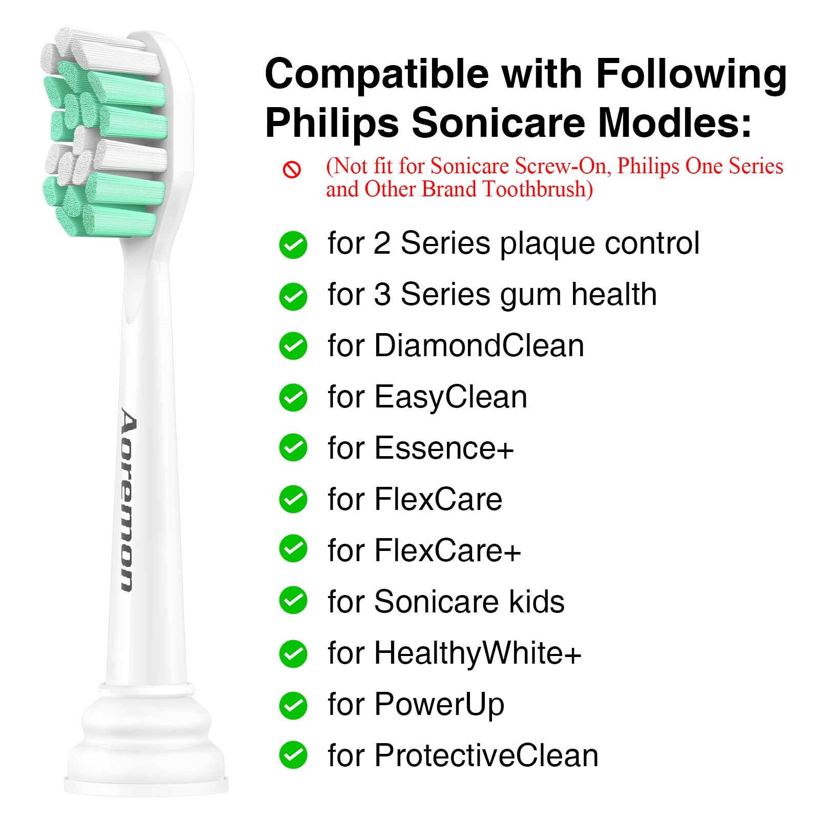 Aoremon Replacement Heads for Sonicare - Replacement Brush Heads Compatible with Philips Sonicare Snap-on Electric Toothbrush (White),8 Pcs