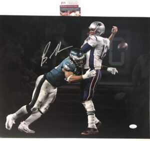 autographed/signed brandon graham philadelphia eagles spotlight game winning strip sack fumble vs. tom brady super bowl lii 52 champions 16x20 football photo jsa coa