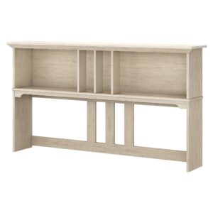 bush furniture salinas hutch, desk attachment with shelf storage for home office, 60w, antique white