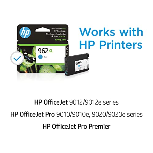 HP 962XL Cyan High-yield Ink Cartridge | Works with HP OfficeJet 9010 Series, HP OfficeJet Pro 9010, 9020 Series | Eligible for Instant Ink | 3JA00AN