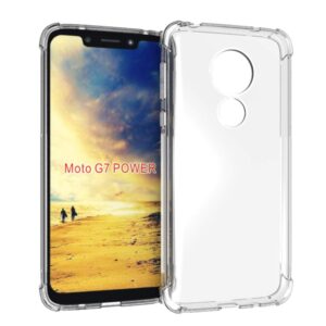 pushimei moto g7 power/supra/optimo maxx case, soft tpu crystal clear anti-shock protective cover