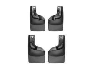 weathertech custom no drill splash guard mudflaps for ford super duty (no dually, no fender flares) - front & rear set (110065-120065), black