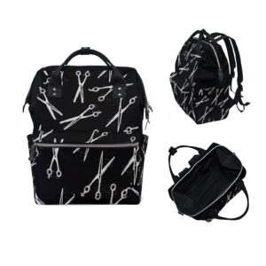 derlonkaje scissors print diaper bag backpack, waterproof, large capacity, multi-function travel backpack, hair stylist bag