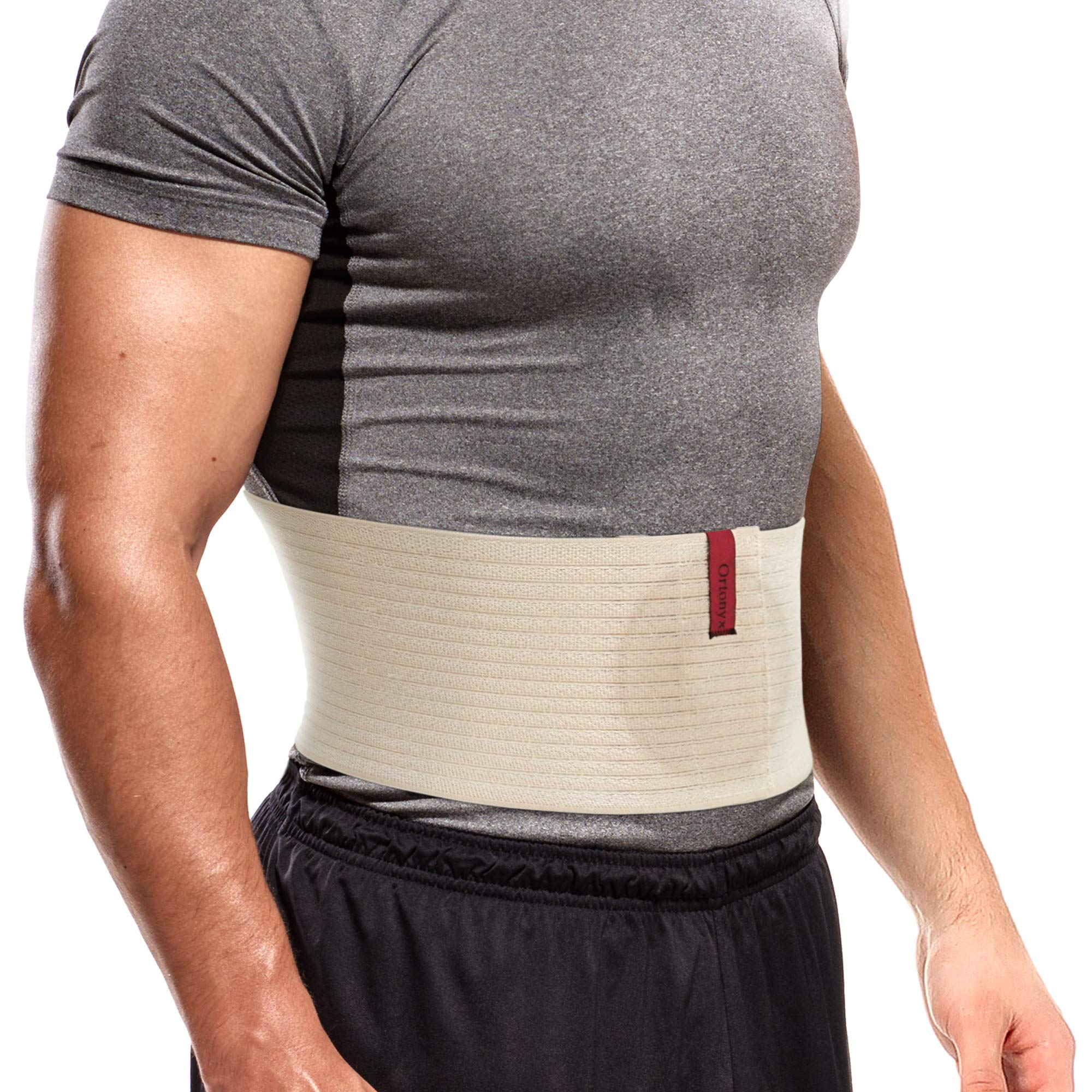 ORTONYX Premium Umbilical Hernia Belt for Women and Men / 6.25" Abdominal Binder With Hernia Support Pad - Navel Ventral Epigastric Incisional and Belly Button Hernias - Beige OX5241-L/XL