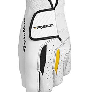 TaylorMade Golf RBZ Leather Glove, White/Gray/Yellow Cadet, Worn on Left Hand, Medium/Large