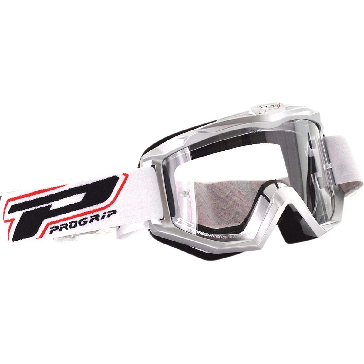 Pro Grip 3201 Raceline MX Goggles w/Clear Lens Silver