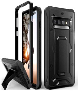 armadillotek vanguard compatible with samsung galaxy s10+ plus case (screenless version) military grade full-body rugged with kickstand - black