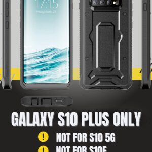 ArmadilloTek Vanguard Compatible with Samsung Galaxy S10+ Plus Case (Screenless Version) Military Grade Full-Body Rugged with Kickstand - Black