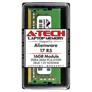 a-tech 16gb ram for alienware 17 r5 laptop | ddr4 2666mhz sodimm pc4-21300 260-pin cl19 1.2v non-ecc unbuffered memory upgrade module