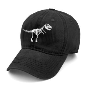 unisex t rex skeleton dinosaur denim hat adjustable washed dyed cotton dad baseball caps