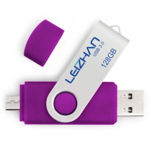 128 gb flash drive usb 3.0 jump drive for android phones/pc/tablet, micro-usb 3.0 thumb drive, purple