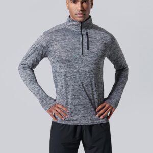 3 Pack: Men's Quarter 1/4 Zip Pullover Long Sleeve Workout Jackets, Athletic Dry Fit Running Shirts (Set 1, Small)