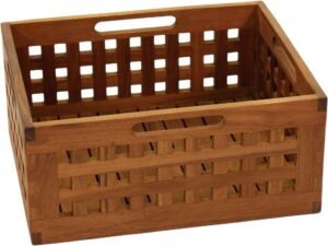 aquateak grate medium size teak storage bin