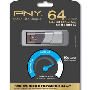 PNY USB 3.0 Flash Drive Elite Turbo Attache 3 Two Pack Bundle with (1) Everything But Stromboli Lanyard (64GB 2 Pack, Gray)