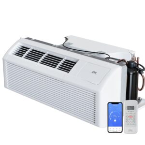 cooper&hunter 12,000 btu ptac packaged terminal air conditioner with heat pump (r32 refrigerant) and 3.5 kw electric heater including wireless smart kit, remote controller, and a power cord