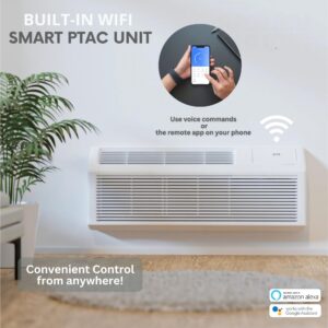 Cooper&Hunter 15,000 BTU PTAC Packaged Terminal A/C with Heat Pump (R32 Refrigerant) and 3.5 kW Electric Heater Including Wireless Smart Kit, Remote Controller, and a Power Cord