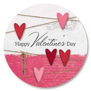 collage valentine envelope seals - set of 24 (4 designs) sticker seals on 8-1/2" x 11" sheet