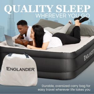 Englander Twin Air Mattress - Double High, 300 LB Capacity Luxury Camping Mattress with Built-in Pump, Waterproof and Microfiber