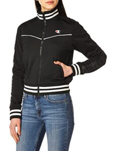 champion women's tricot track jacket, black, small