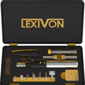 LEXIVON Butane Soldering Iron Multi-Purpose Kit | Cordless Self-Igniting Adjustable Flame 7-Tip Set | Pro-Grade (LX-770)