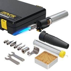 LEXIVON Butane Soldering Iron Multi-Purpose Kit | Cordless Self-Igniting Adjustable Flame 7-Tip Set | Pro-Grade (LX-770)