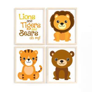 Lions and Tigers and Bears Oh My Nursery Art Print Set of 4