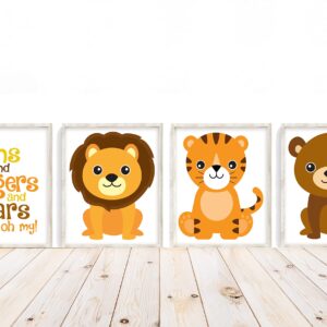 Lions and Tigers and Bears Oh My Nursery Art Print Set of 4