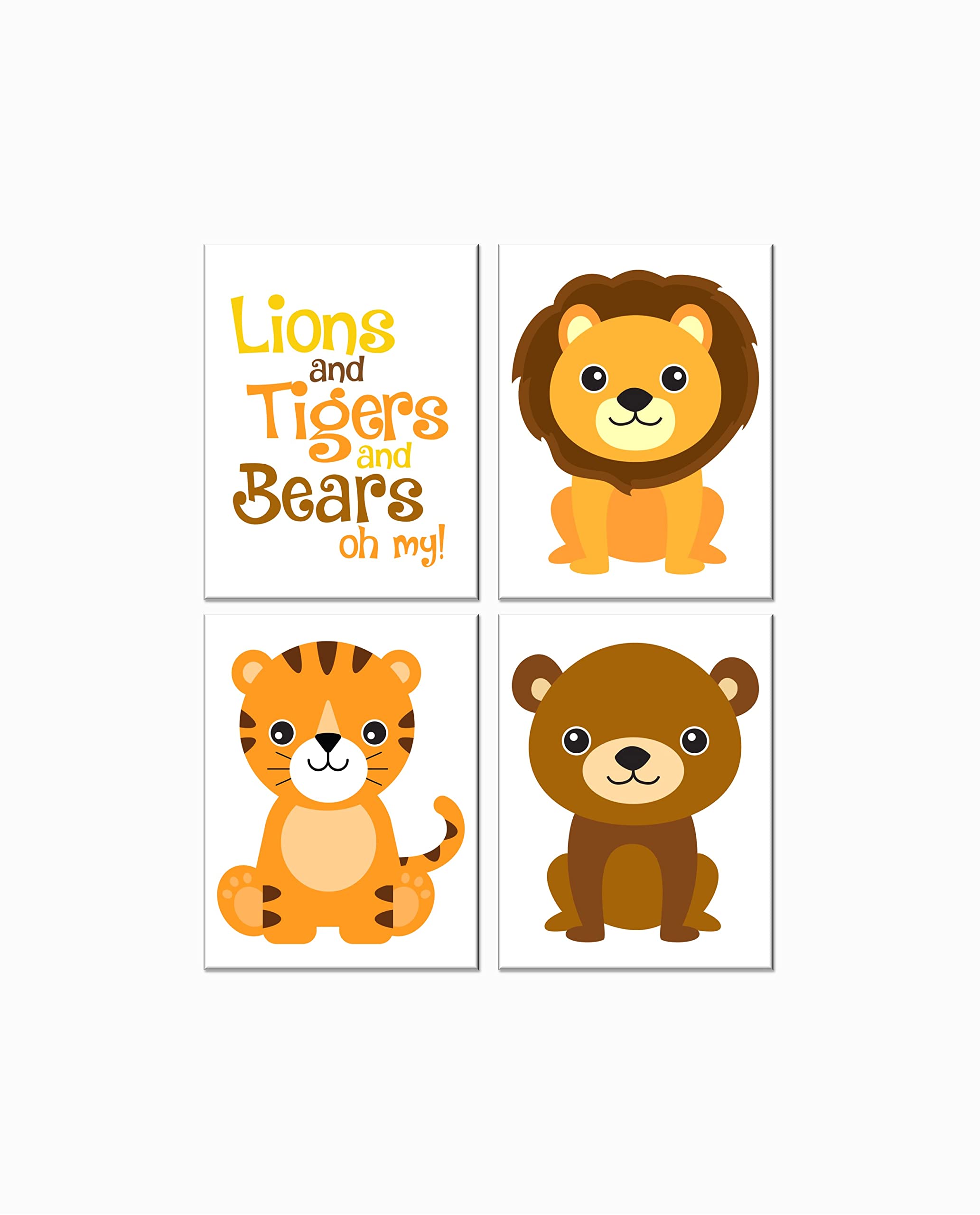 Lions and Tigers and Bears Oh My Nursery Art Print Set of 4