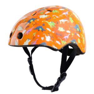 besmall cute kids bike helmet ages 3-7 boys girls adjustable safety & comfort toddler helmets for bike cycle skating orange dinosaur world