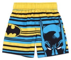 warner bros. justice league batman toddler boys swim bathing suit yellow/blue 2t