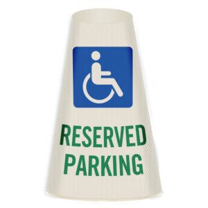 smartsign “reserved parking with handicapped symbol” bright reflective cone message sleeve, [cone not included]