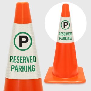 smartsign “reserved parking” bright reflective cone message sleeve, [cone not included]