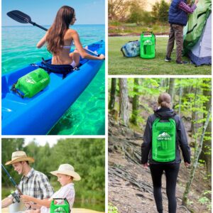 HEETA Waterproof Dry Bag for Women Men, Roll Top Lightweight Dry Storage Bag Backpack with Phone Case for Travel, Swimming, Boating, Kayaking, Camping and Beach, Transparent Green 20L