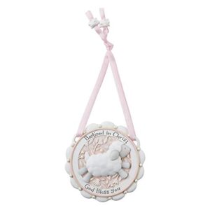 cb catholic faithworks-baptized in christ resin crib medal, 3.5-inch, pink - lamb