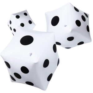 3 pack inflatable dice jumbo giant inflatable dice large inflatable dice toy for indoor outdoor broad game ludo pool party favor(white,12 inch)