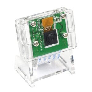 5mp 1080p video camera module for raspberry pi 4 model b, pi 3 b+, pi zero w camera with case flex cable (camera + holder)