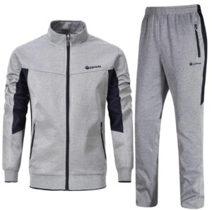 rdruko men's tracksuit sweatsuits 2 piece set athletic jogging gym activewear sets(grey,us xl)