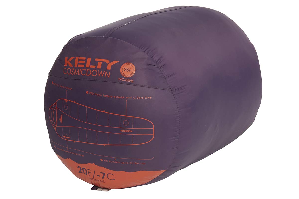 Kelty Cosmic 20 Degree Down Sleeping Bag - Ultralight Backpacking Camping Sleeping Bag with Stuff Sack, Women's Regular