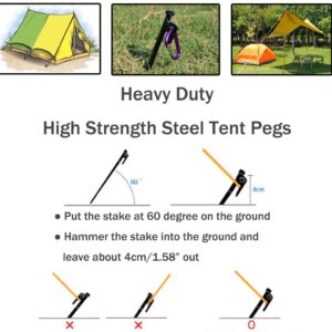 8 Pack Tent Stakes Heavy Duty 12 inch Steel Tent Pegs for Camping Unbreakable and Inflexible