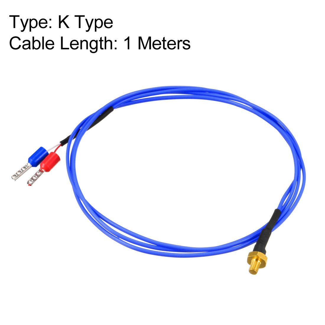 uxcell K Type Thermocouple 32-1112F/0-600C Temperature Sensor Probe with 1M Cable M3 Thread for 3D Printer