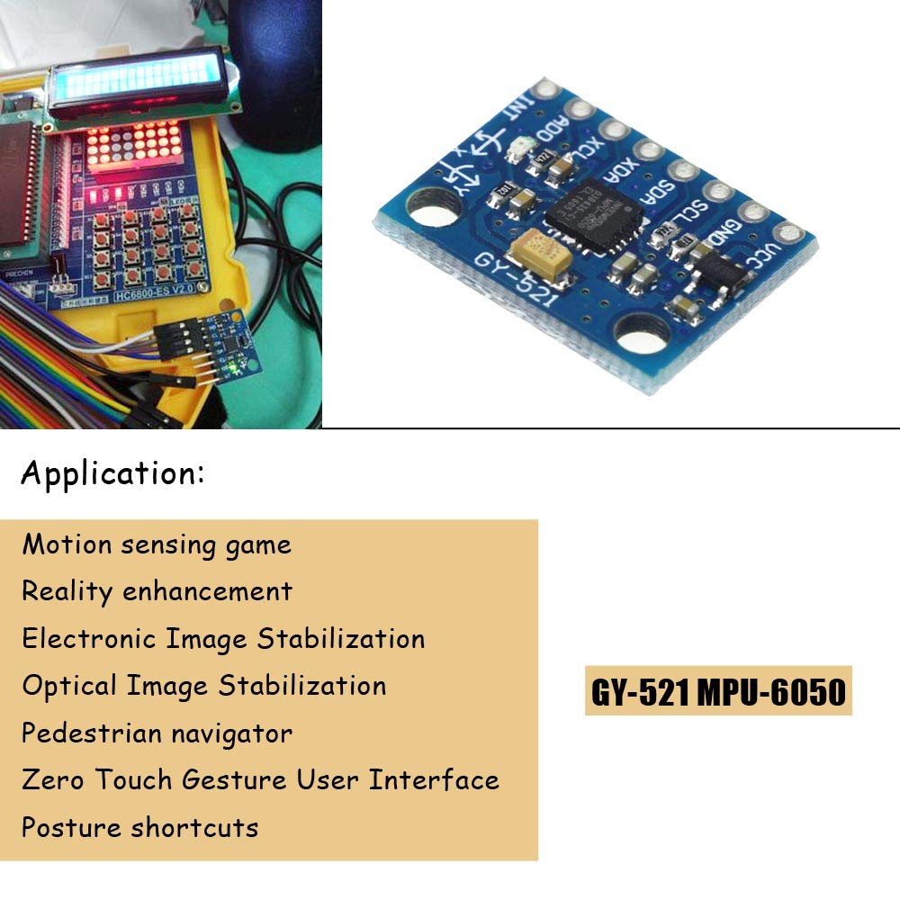 Ximimark 5Pcs GY-521 MPU-6050 Module 3 Axis Accelerometer 6 DOF Gyroscope Sensor Module 16 Bit AD Converter Data Output IIC 3-5v For Arduino