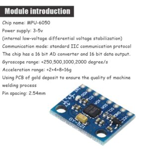 Ximimark 5Pcs GY-521 MPU-6050 Module 3 Axis Accelerometer 6 DOF Gyroscope Sensor Module 16 Bit AD Converter Data Output IIC 3-5v For Arduino