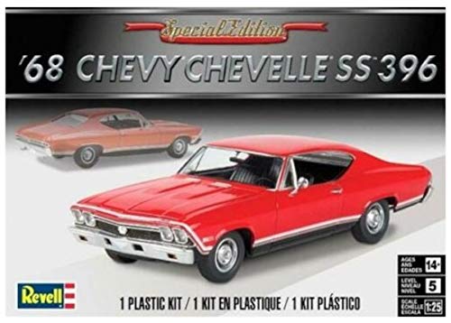 Revell 85-4445 '68 Chevy Chevelle SS 396 Model Car Kit 1:25 Scale, Skill Level 5 Plastic Model Building Kit, Red, Small, 126-Piece