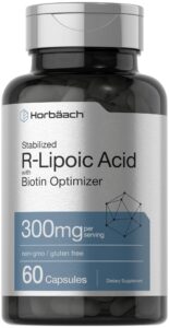 horbäach stabilized r-lipoic acid 300mg | 60 capsules | with biotin optimizer | non-gmo, gluten free | na-rala supplement