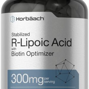 Horbäach Stabilized R-Lipoic Acid 300mg | 60 Capsules | with Biotin Optimizer | Non-GMO, Gluten Free | Na-RALA Supplement