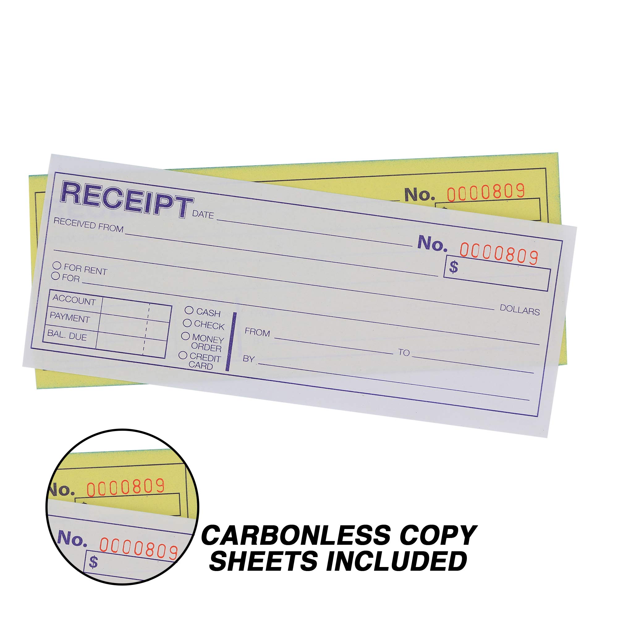 Emraw 2-Part Carbonless Cash or Rent Receipt Book General Purpose Sales Money Book White and Canary Contractor's Invoice Proposal Form Book Sales Tickets Pack of 2