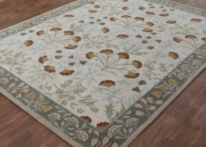 old hand made floral bleige tulips traditional style oriental woolen area rugs (8'x10')