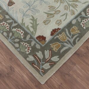 Old Hand Made Floral Bleige Tulips Traditional Style Oriental Woolen Area Rugs (8'x10')