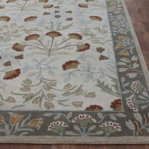 Old Hand Made Floral Bleige Tulips Traditional Style Oriental Woolen Area Rugs (8'x10')